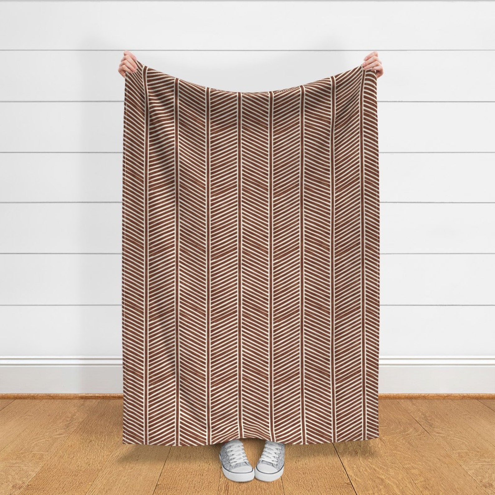 Bronze Feathers Throw Blanket Rust Chevron Feather by - Etsy