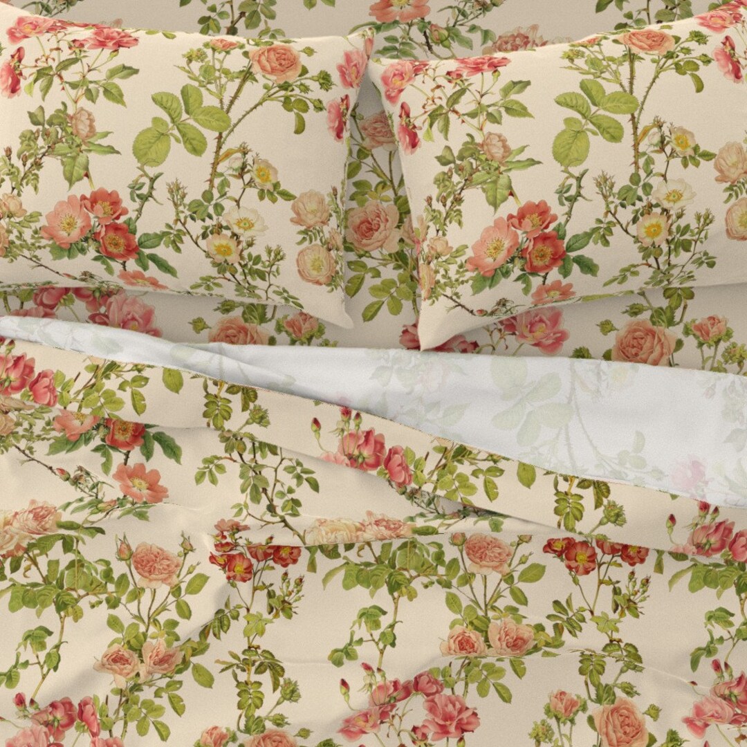 Flower Sheets English Rose Alabaster by Peacoquettedesigns - Etsy