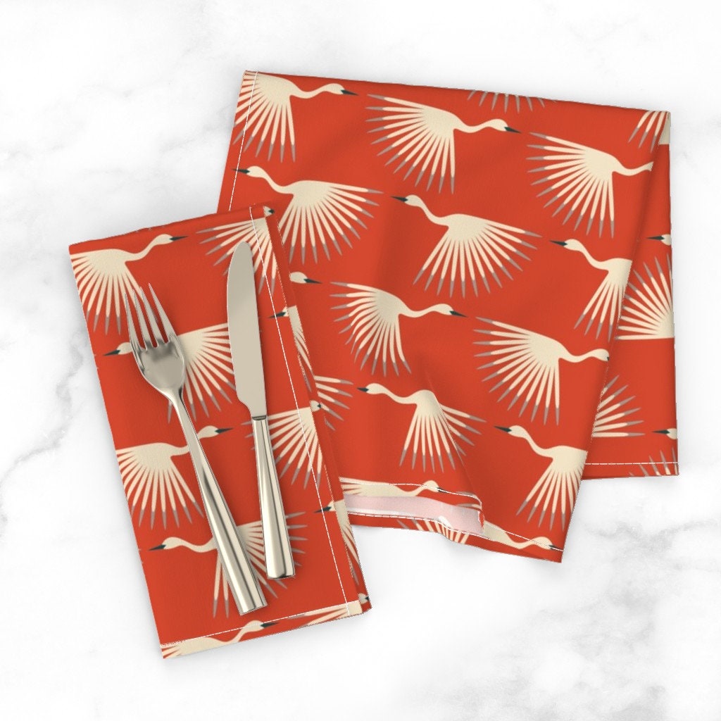 1920s Art Deco Dinner Napkins set of 2 Art Deco Cranes | Etsy