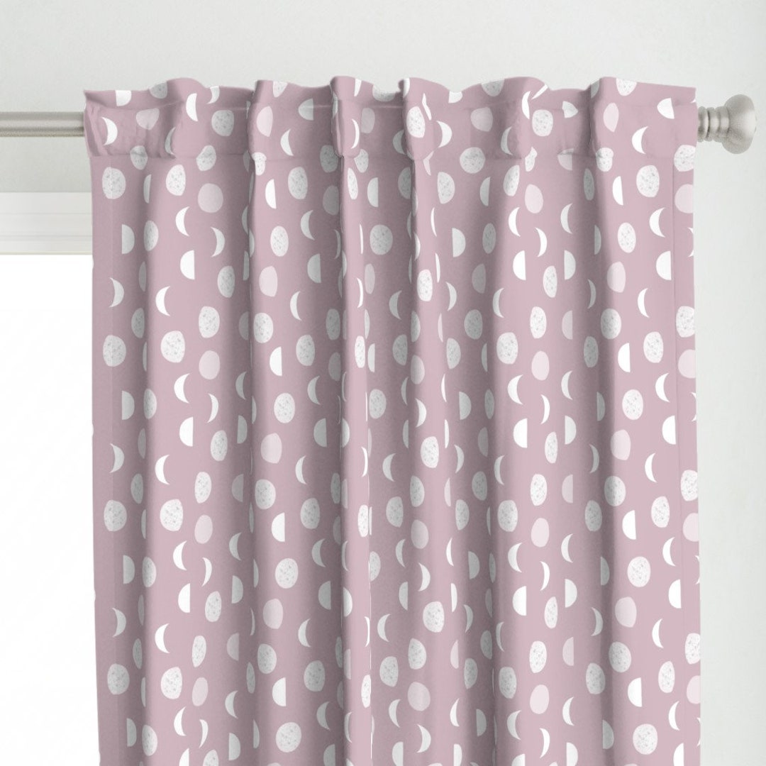 Mauve Moons Curtain Panel Speckled Moon Phases by Ivieclothco Moon ...