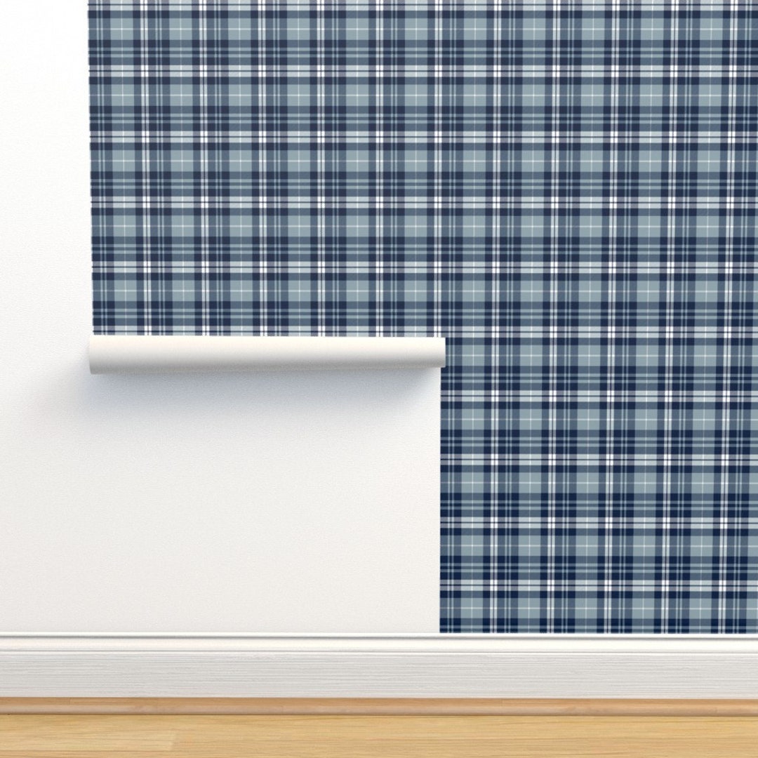 Denim Blue Plaid Non-pasted Wallpaper Fall Plaid Navy Blue - Fall Plaid ...