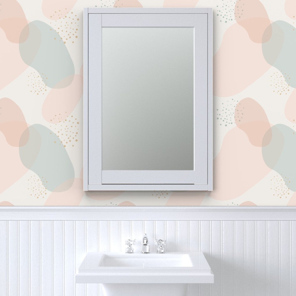 Soft Pastels Non-pasted Wallpaper Pink Blue Gold Baby Nursery Large ...