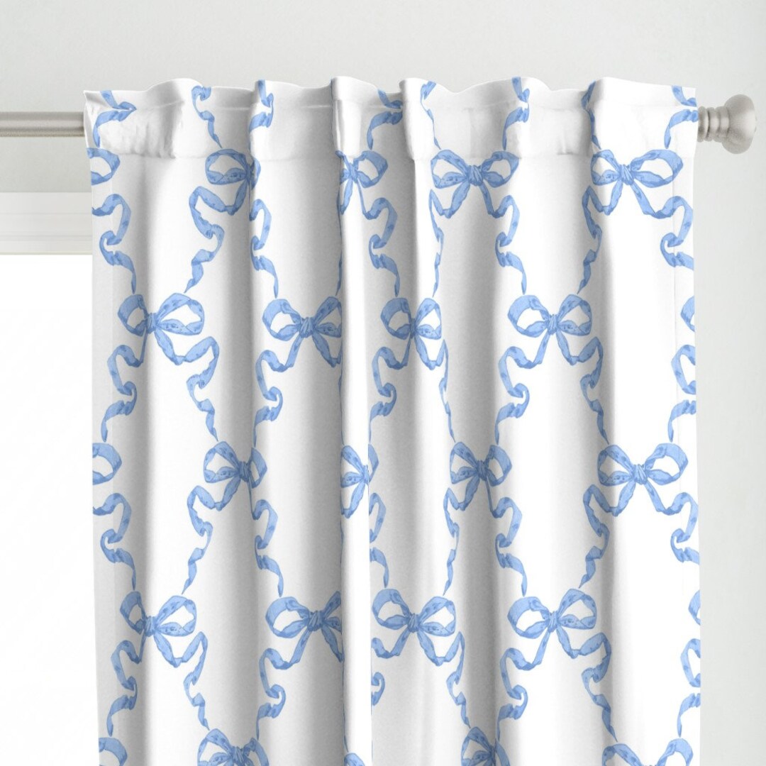 Rococo Bows Curtain Panel - Romantic Cottagecore Feminine Damask Custom ...
