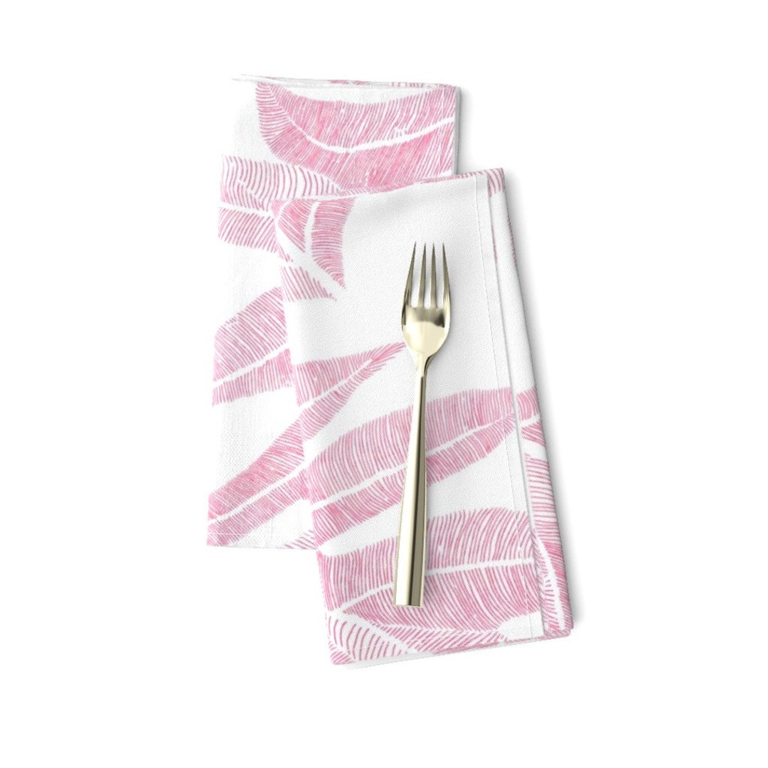 Tropical Leaf Dinner Napkins set of 2 'ulu Nui Ginger Blossom on White ...