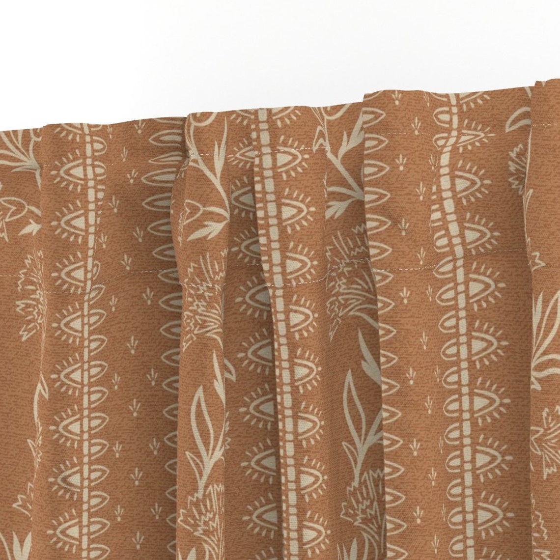 Block Print Curtain Panel - Indian Floral Border Print Traditional ...