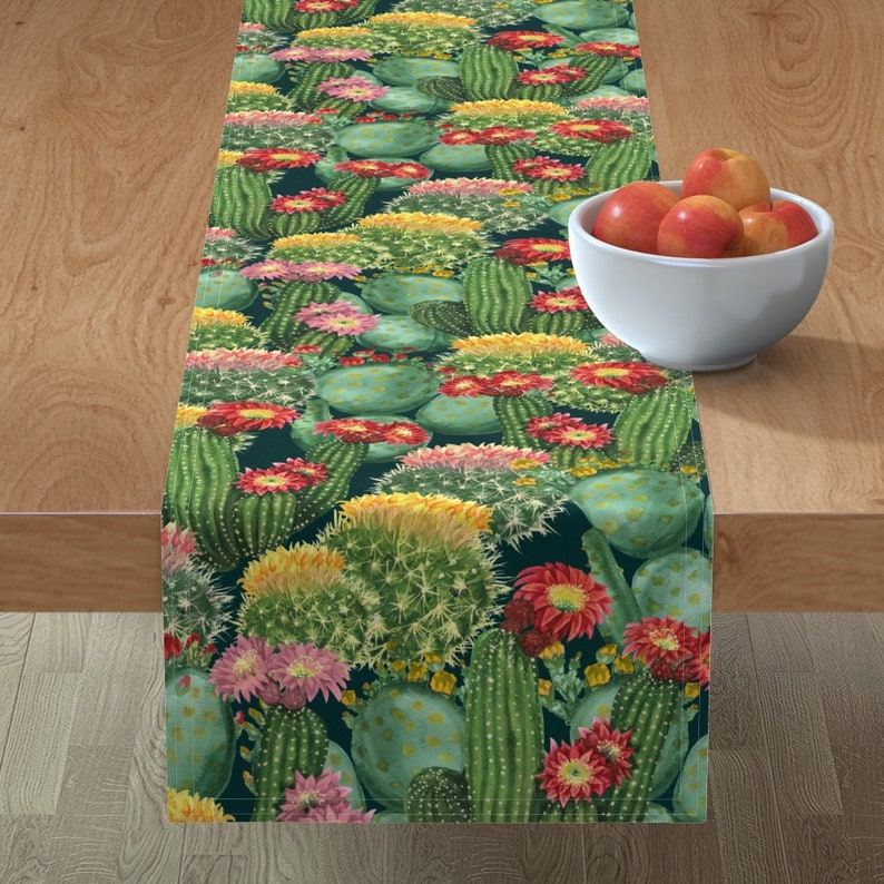 Succulent Table Runner Tropical Cactus Flowers by Sveta_aho - Etsy