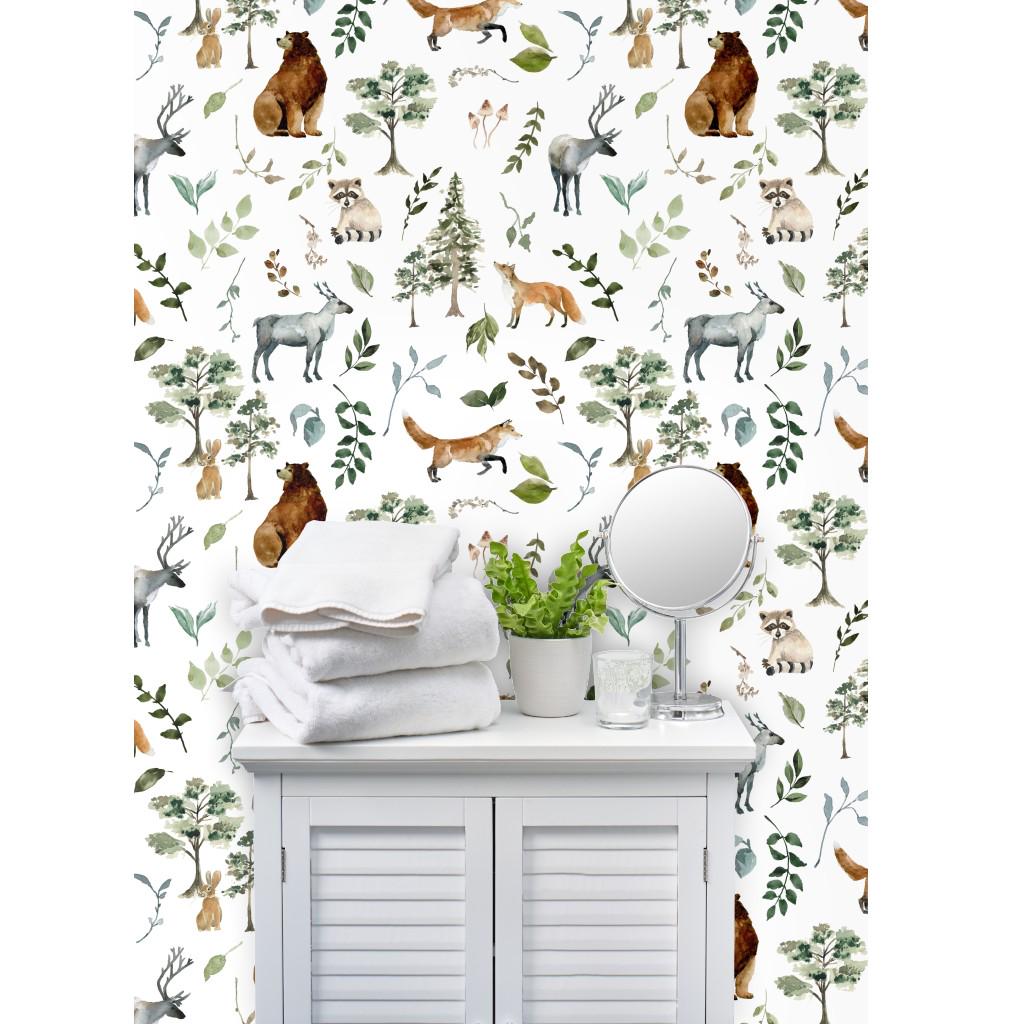 Small Scale Forest Non-pasted Wallpaper Woodland Animals Nature Fox ...