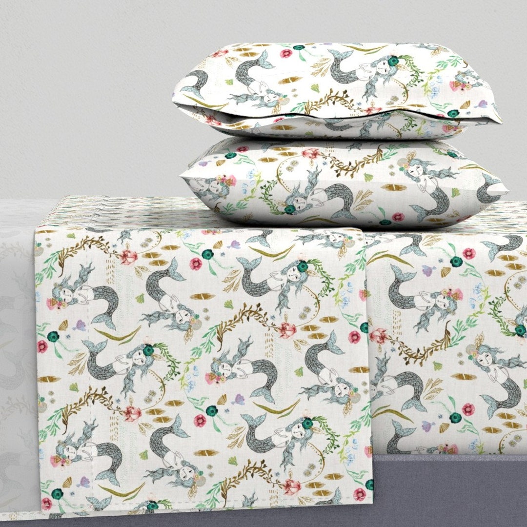 Mermaid Sheets Atlantis Mermaids white by Nouveau_bohemian Whimsical ...