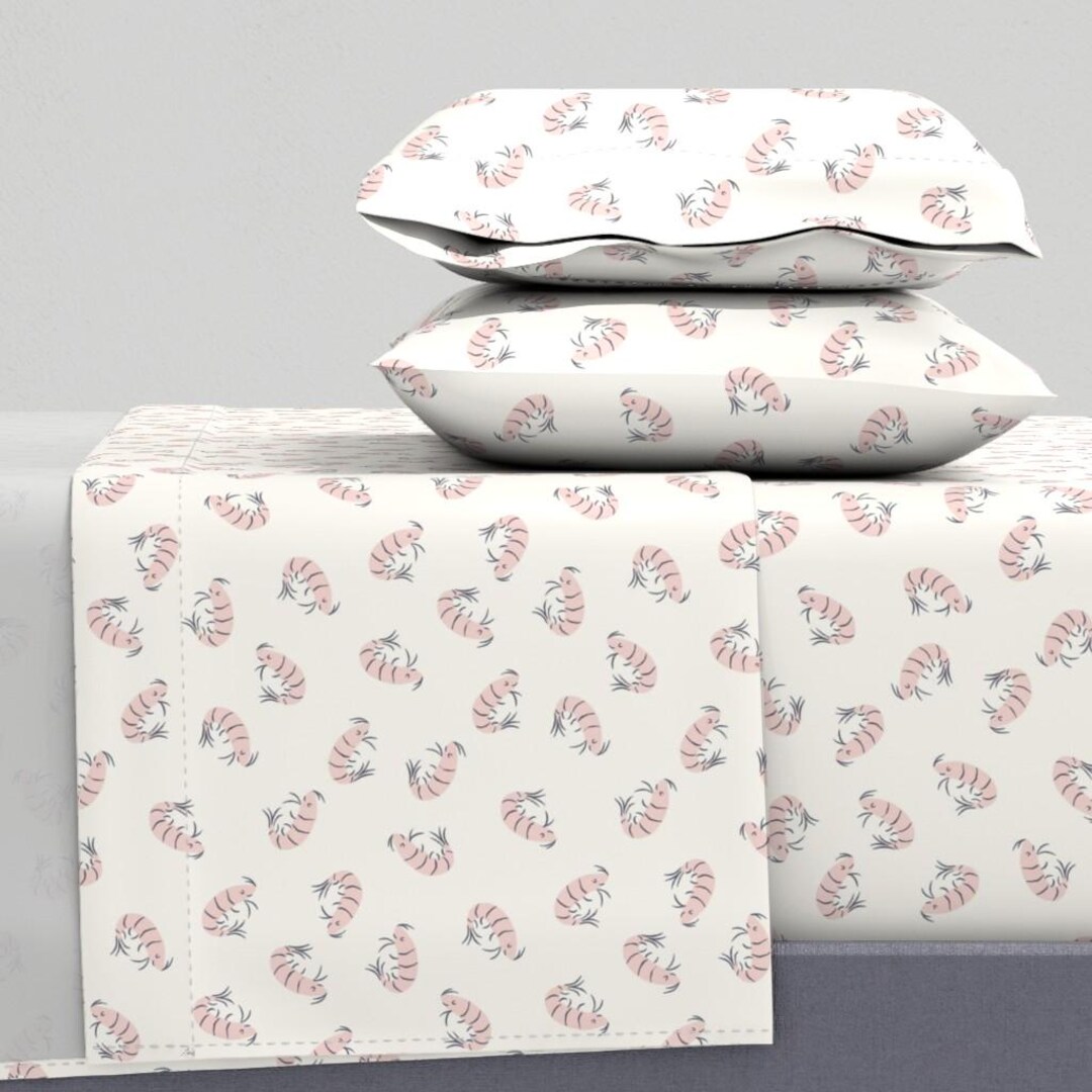 Little Shrimp Sheets - Cute Tossed Shrimp by The_minty_elephant - Pink ...