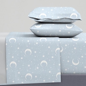 Baby Blue Celestial Sheets - Moon and Star by At_the_cottage - Boho ...