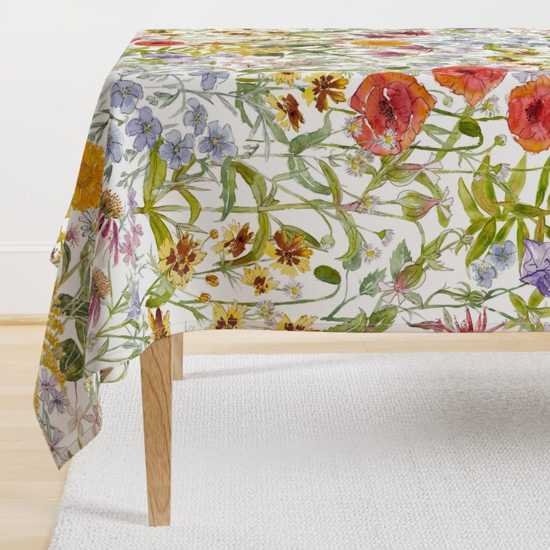 Wildflowers Tablecloth - the Flowers in My Garden by Ramarama - Green ...