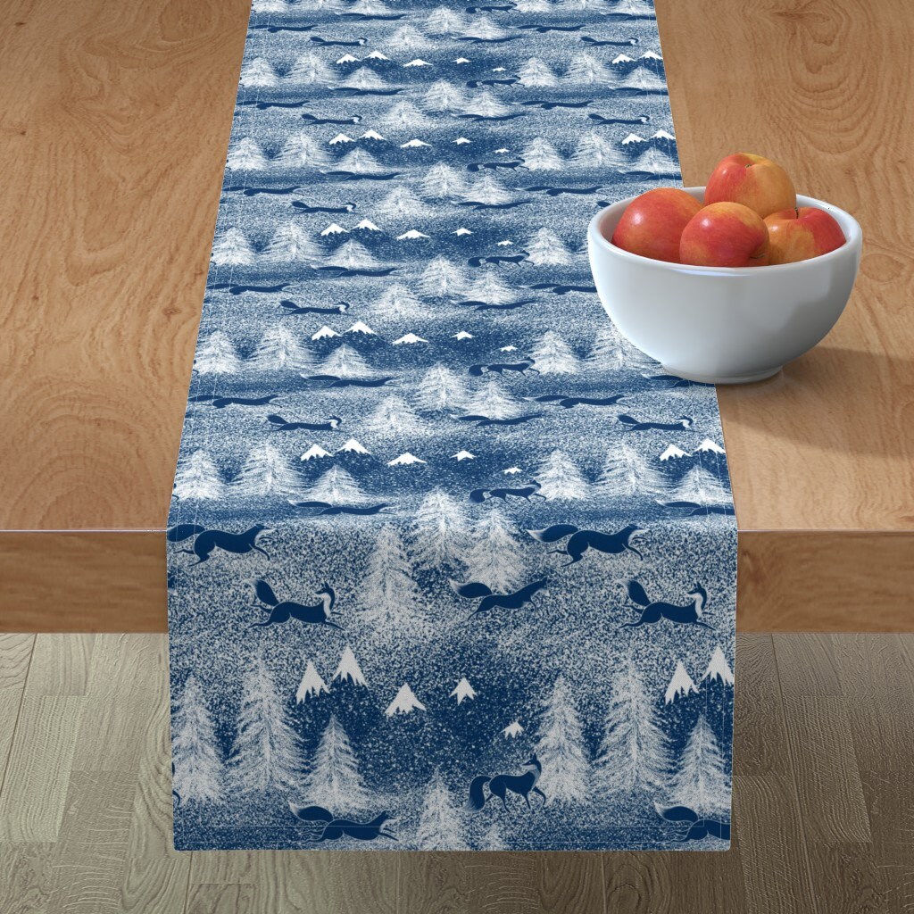 Woodland Table Runner Winter Foxes in the Forest by - Etsy