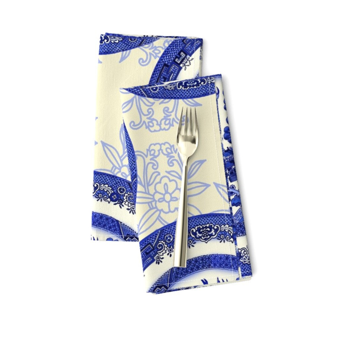 Chinoiserie Dinner Napkins set of 2 Blue Willow Vintage by Hnldesigns ...