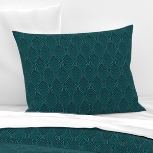 Teal Feathers Bedding - Deco Pattern Teal by J9design - Art Deco Fan ...