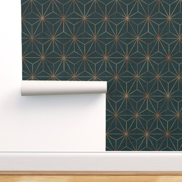 Teal Geometric Wallpaper - Etsy