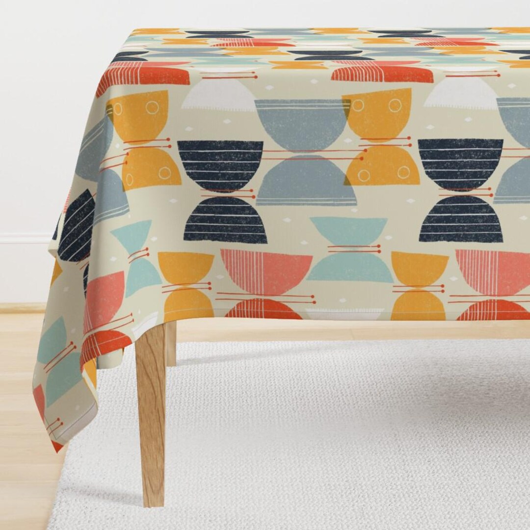 Retro 1950s Tablecloth - Mod Butterflies Quinoa by Friztin - Mid ...