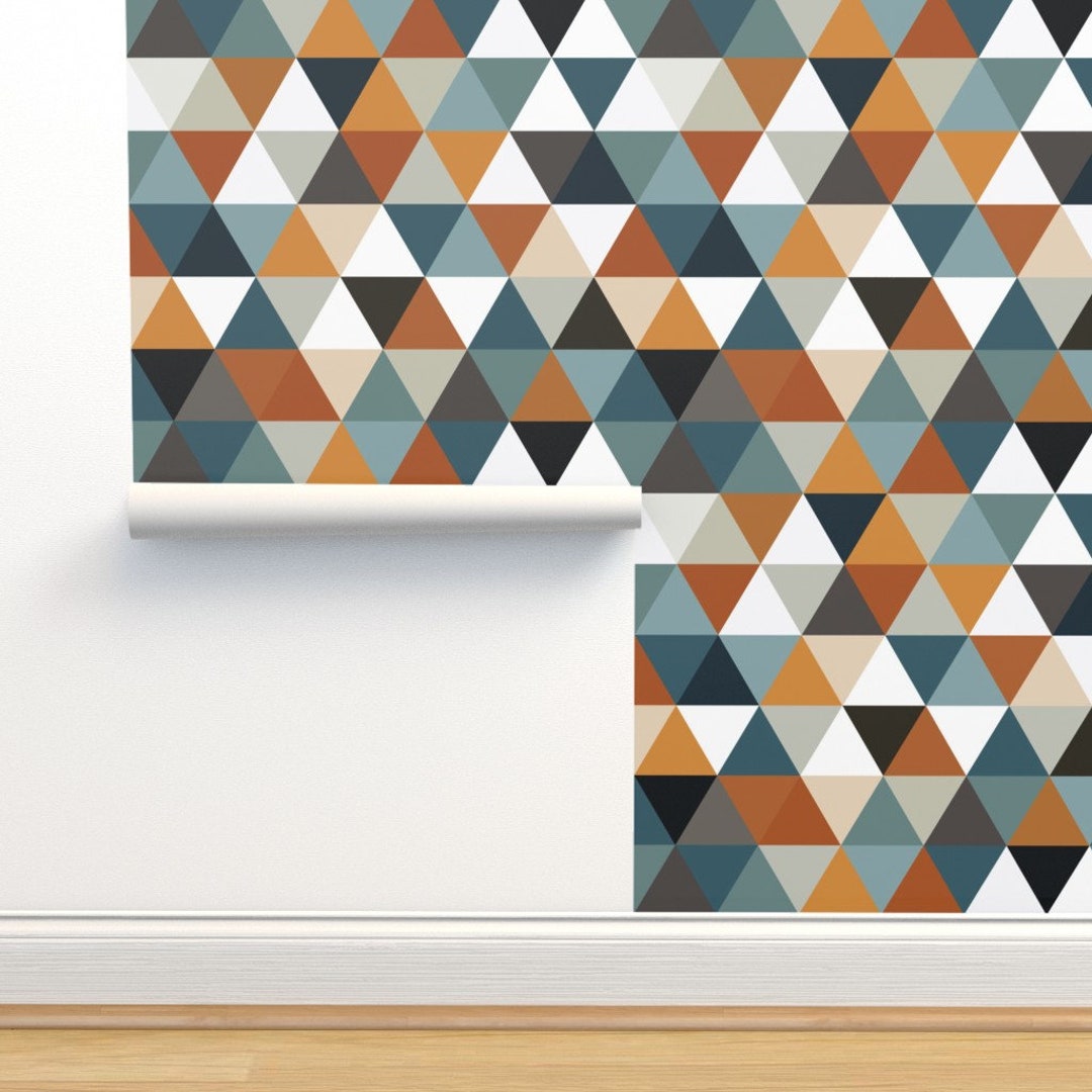 Teal and Rust Commercial Grade Wallpaper Concord by - Etsy