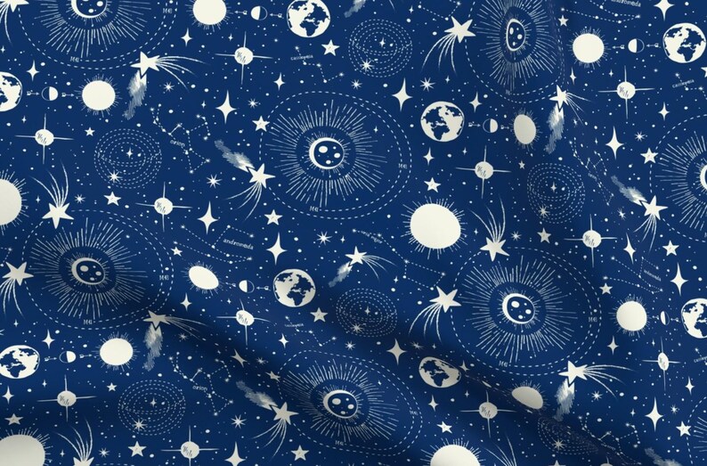 Constellations Sheets - Solar System Blue by Heatherdutton - Vintage ...