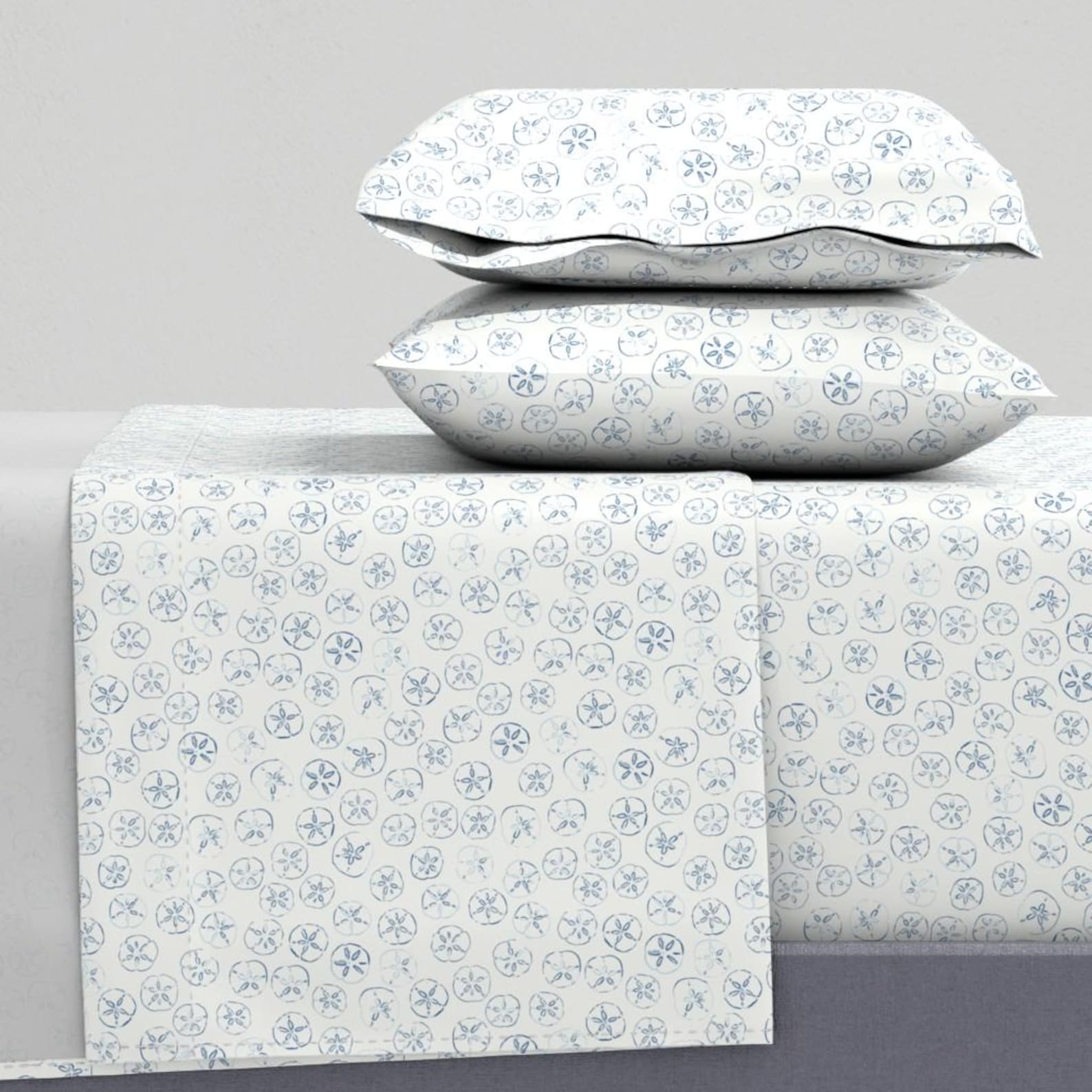 Blue Sand Dollar Sheets - Sand Dollar by Kamides - Coastal Nautical ...