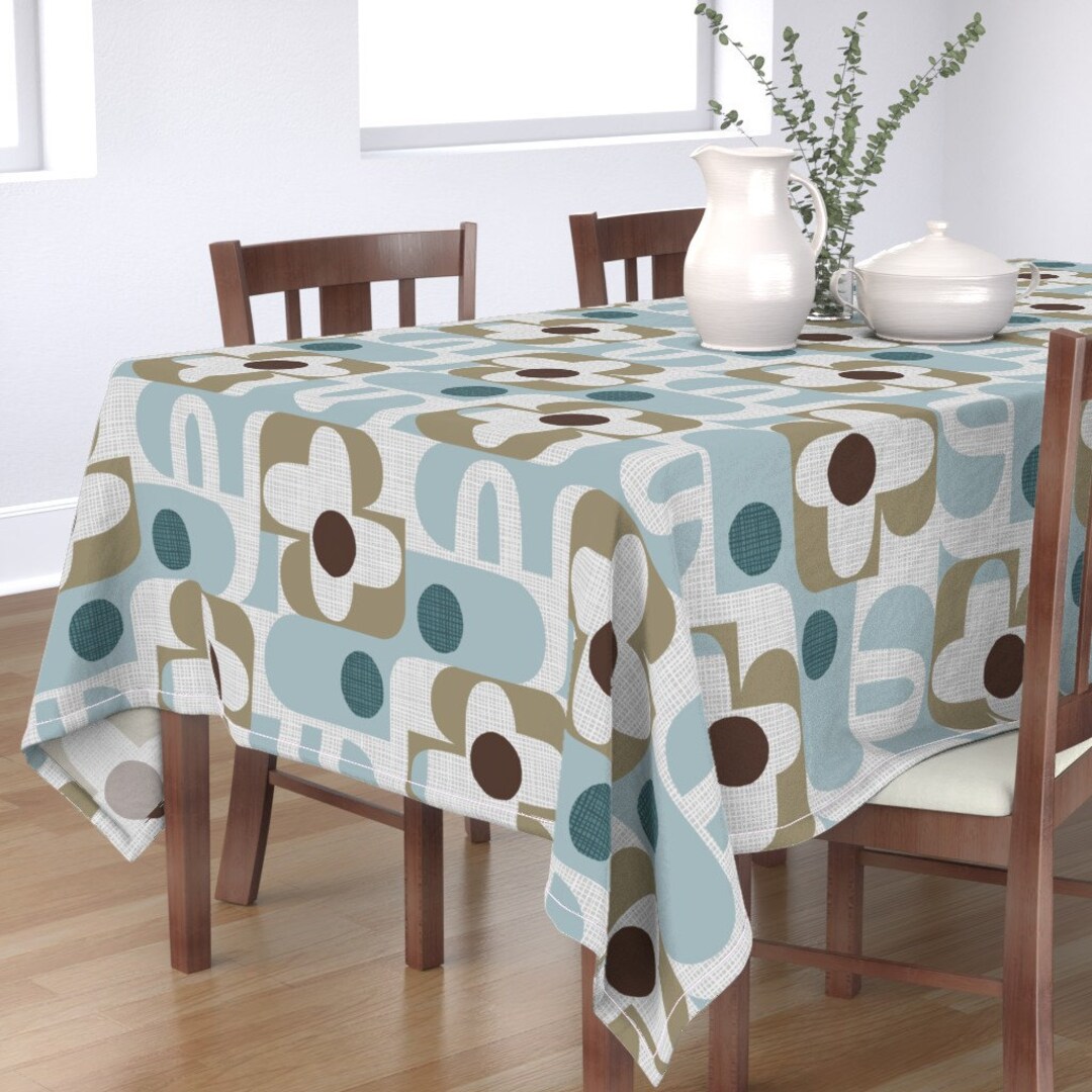 Scandinavian Mod Tablecloth Mod Scandi Flowers by - Etsy