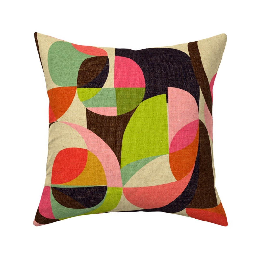 Mid Century Modern Throw Pillow Modern Circles Bright by - Etsy