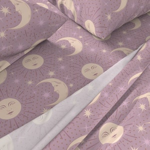 Boho Celestial Sheets Moons and Suns by Paisleyanddot_llc Mauve Beige ...