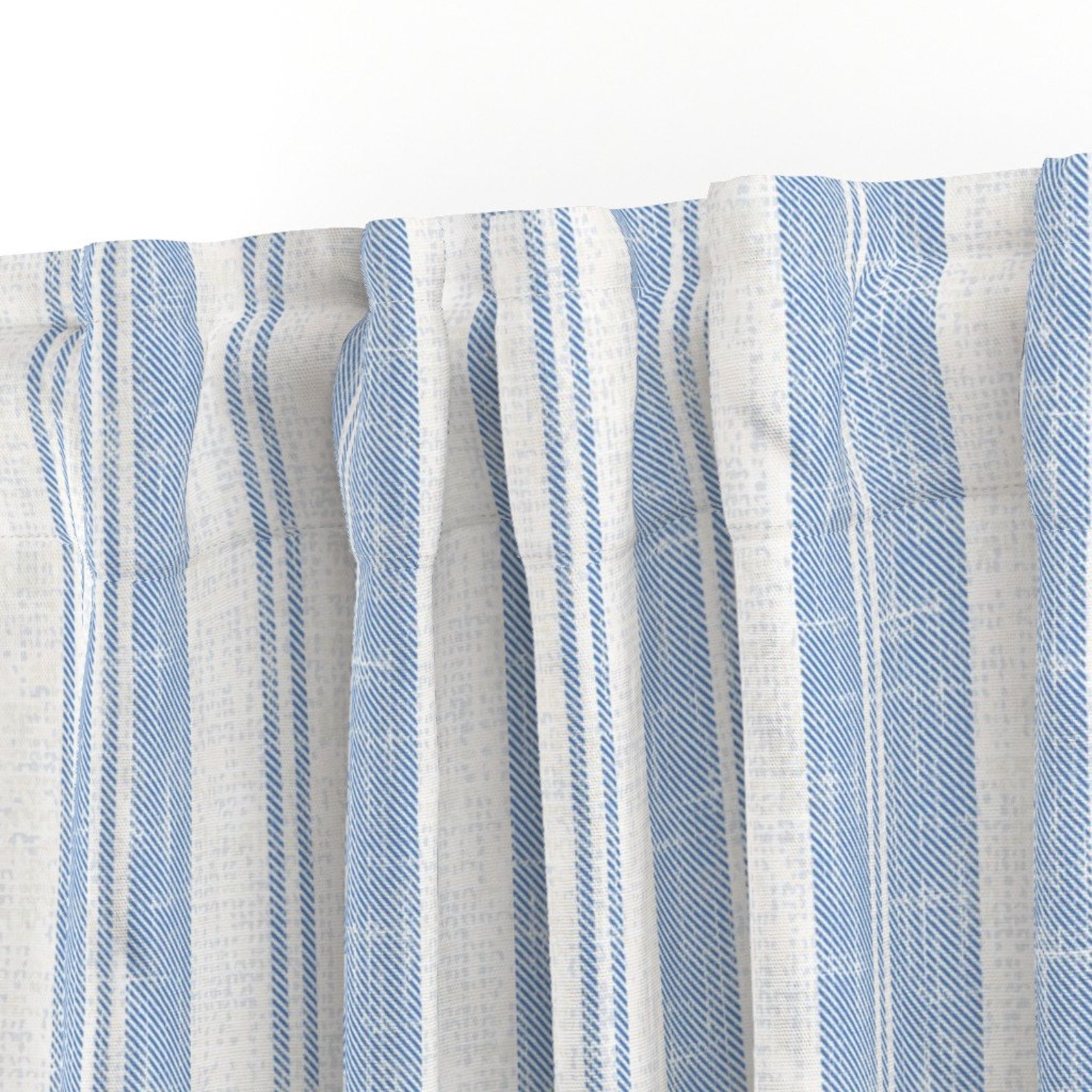 Rustic Ticking Stripe Curtain Panel - Farmhouse French Blue Cottagecore ...
