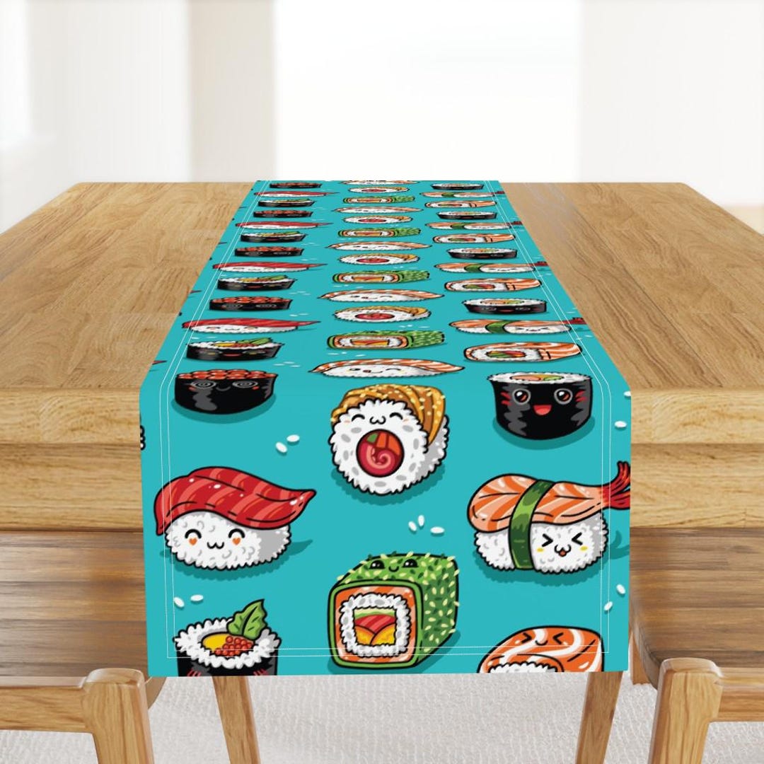 Sushi Table Runner - Cute Kawaii Sushi by Penguinhouse - Kawaii Food ...