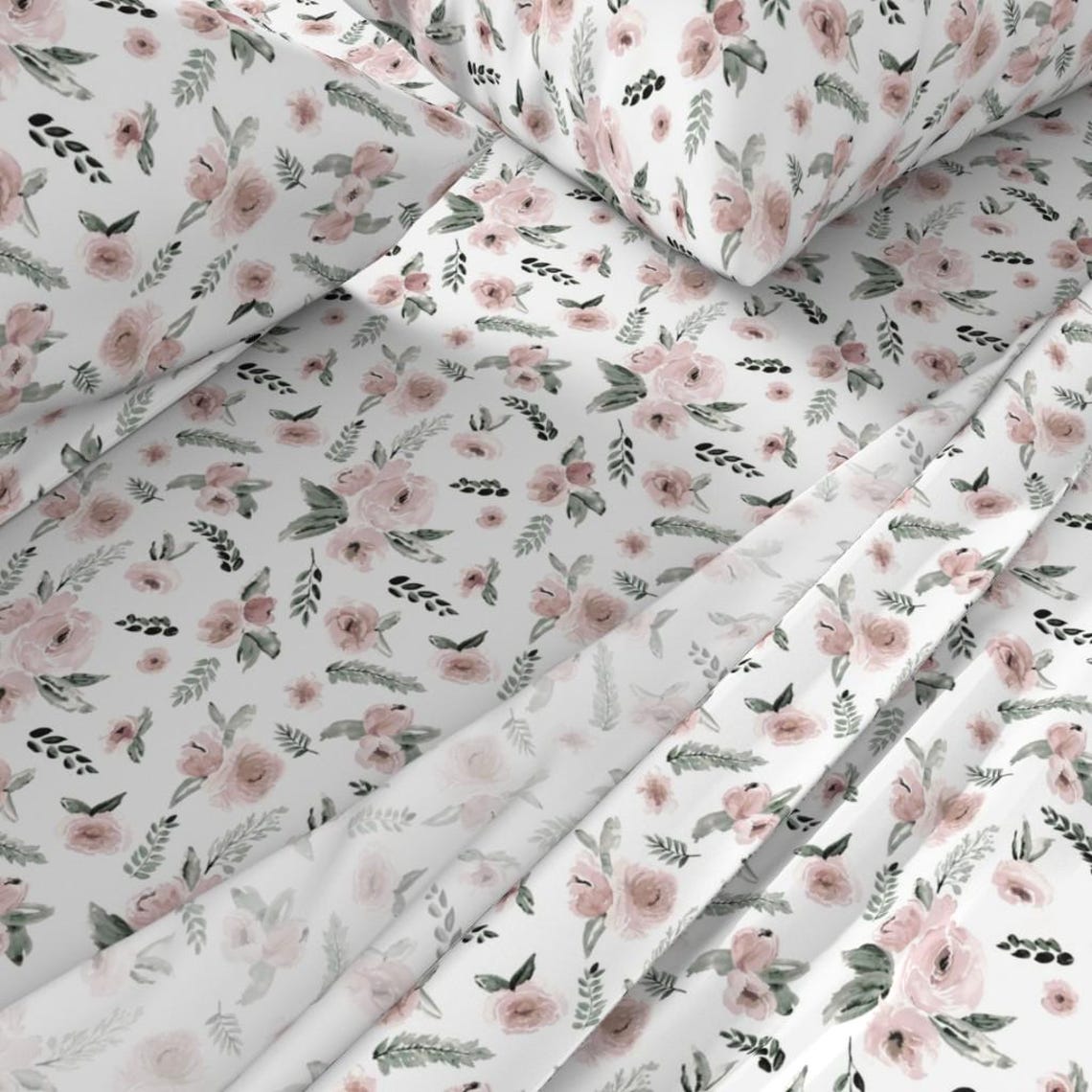 Blush Rose Sheets - Blush Floral by Northeighty - Rustic Floral Pale ...