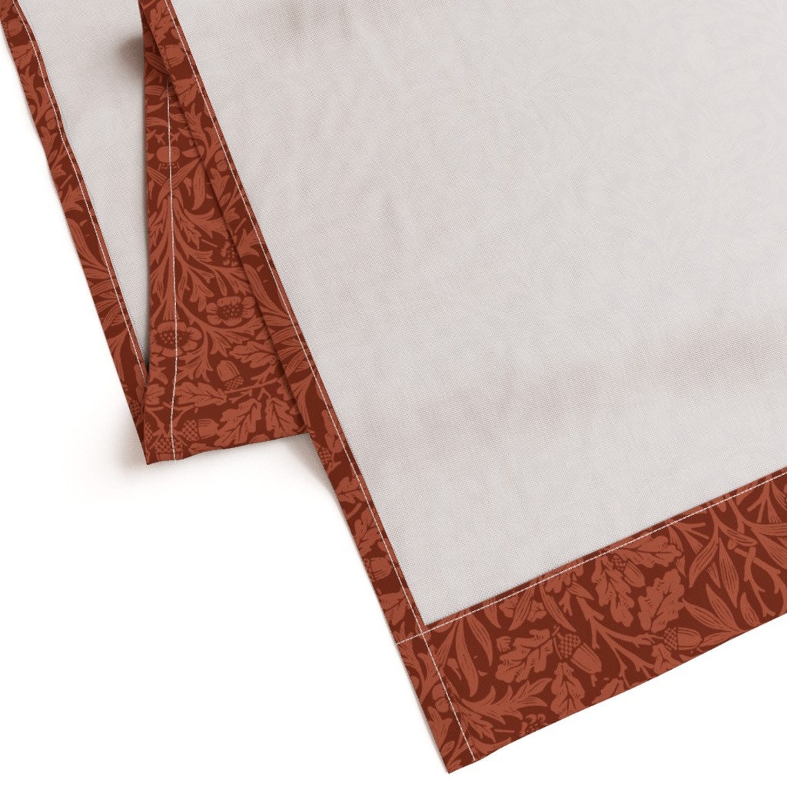 Vintage Damask Curtain Panel - Rust Art Nouveau Acorn Willow William ...