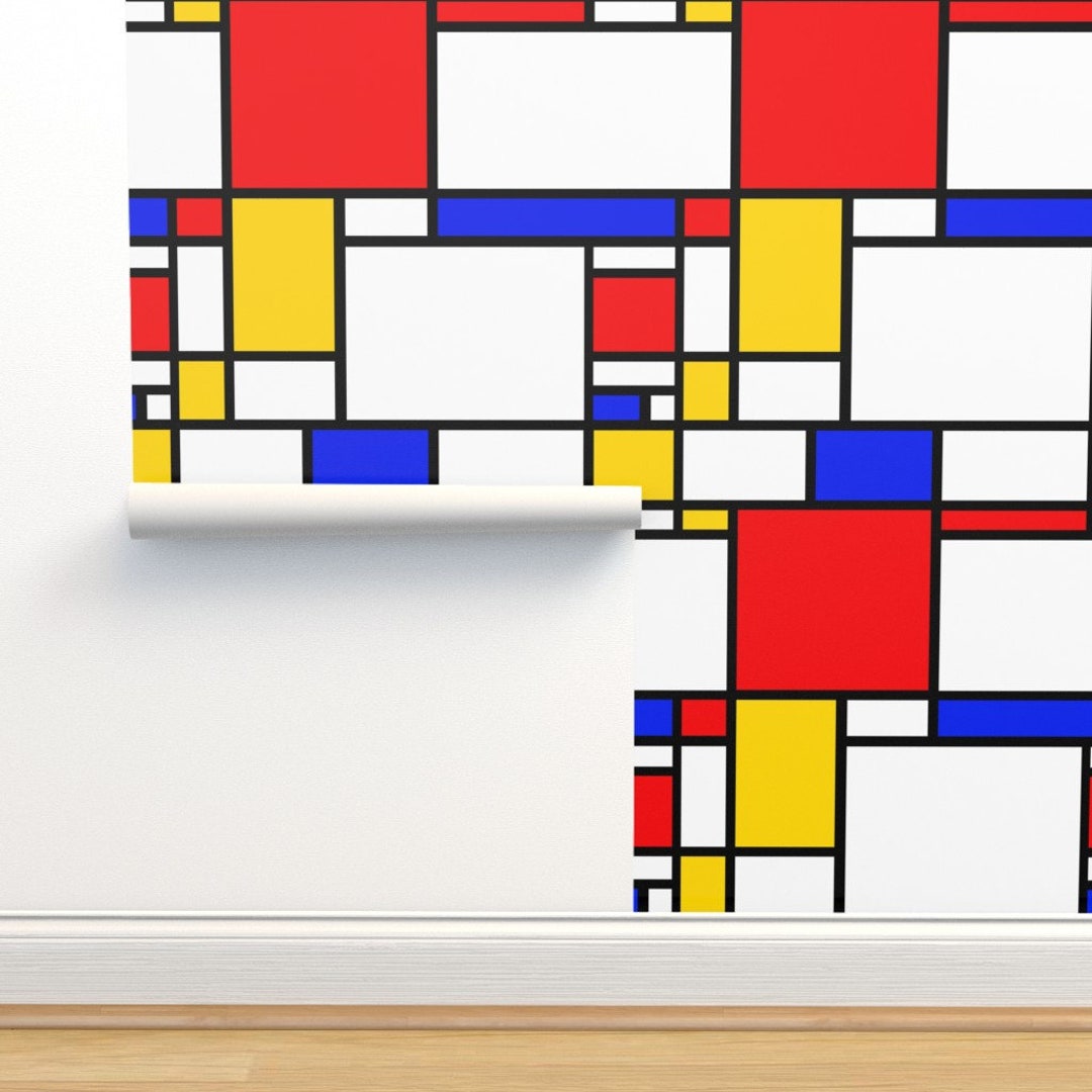 Geometric Commercial Grade Wallpaper Mondrian by - Etsy