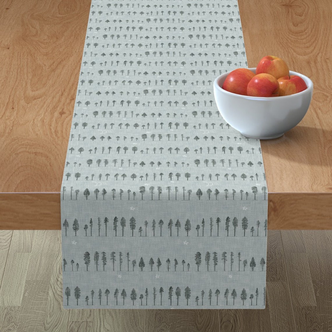 Blue Grey Trees Table Runner Midnight Forest Grey by - Etsy