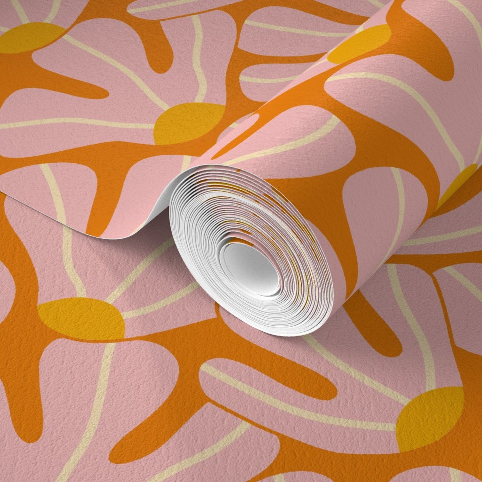 Funky Flowers Non-pasted Wallpaper Retro Orange Psychedelic Groovy ...