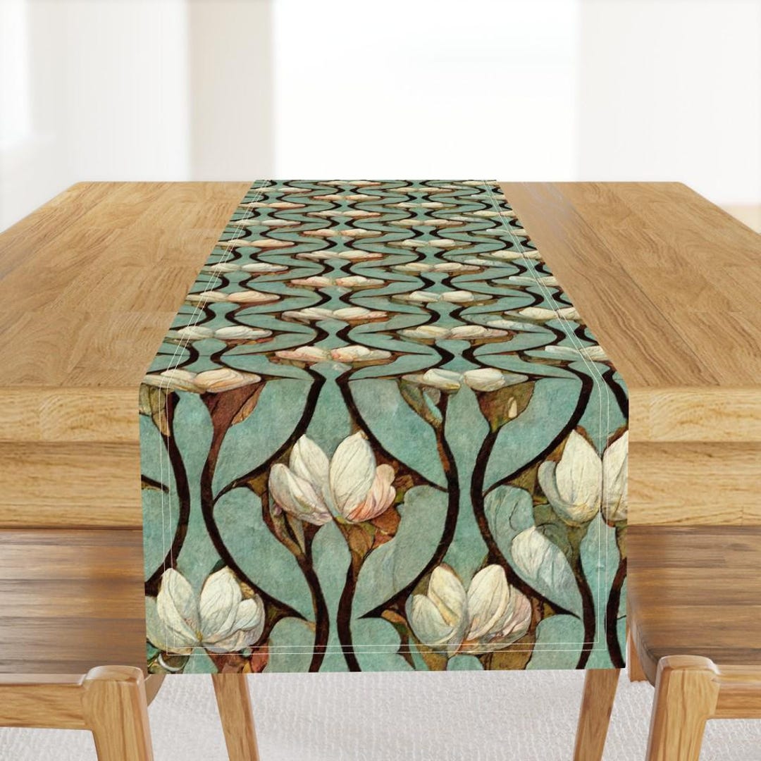 Art Nouveau Lotus Table Runner - Art Nouveau Botanical by Nickleen ...