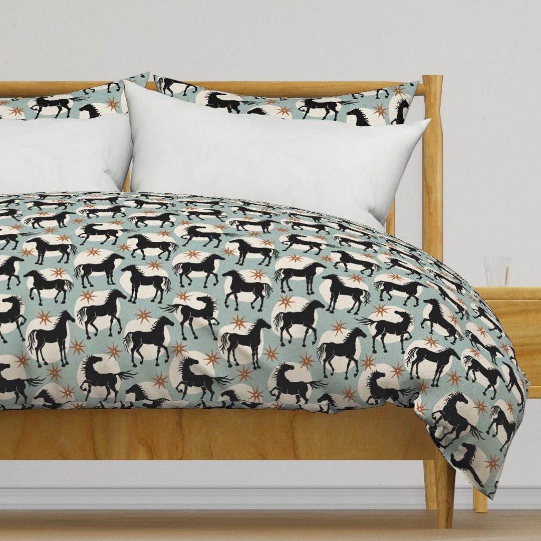 Mustang Stallion Bedding - Unbroken (blue) by Fleabat - Bronco Wild ...