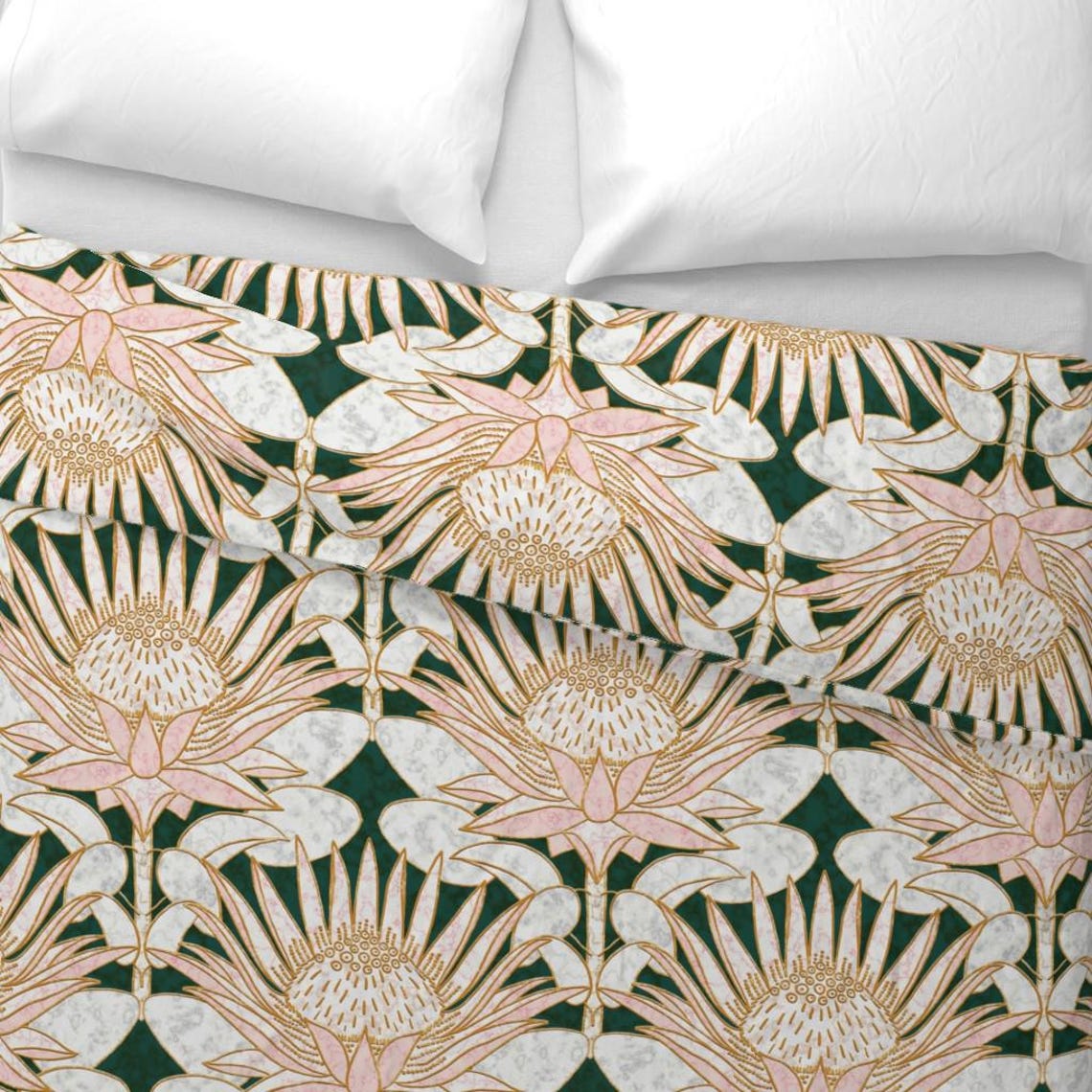 Art Deco Bedding - Protea Art Deco by Helenpdesigns - Marble Look Art ...