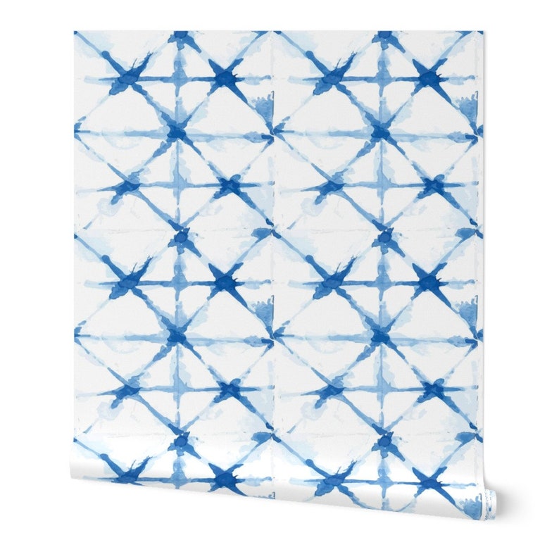 Blue Commercial Grade Wallpaper Shibori by Tasiania Tile - Etsy