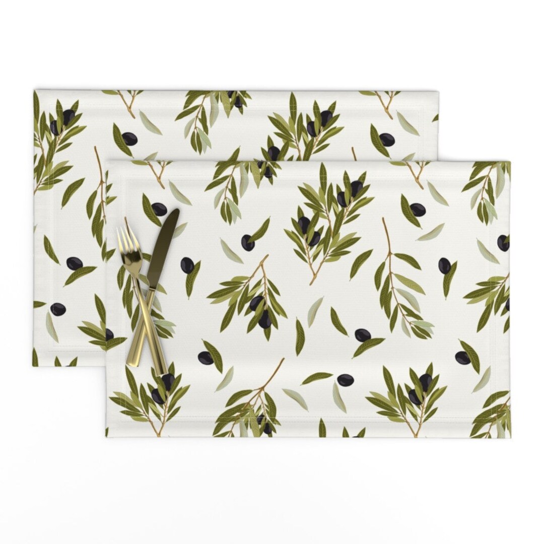 Black Olives Placemats set of 2 Olive Love by Onesweetorange Botanical ...