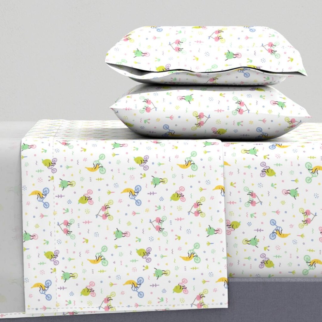 Whimsical Fruit Sheets - Fruits on Bikes by Kondratya - Bicycles Fun ...