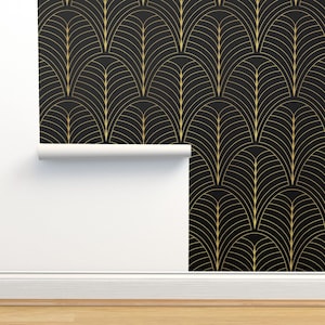 Art Deco Scallops Non-pasted Wallpaper Art Nouveau 1920s Inspired - Art ...