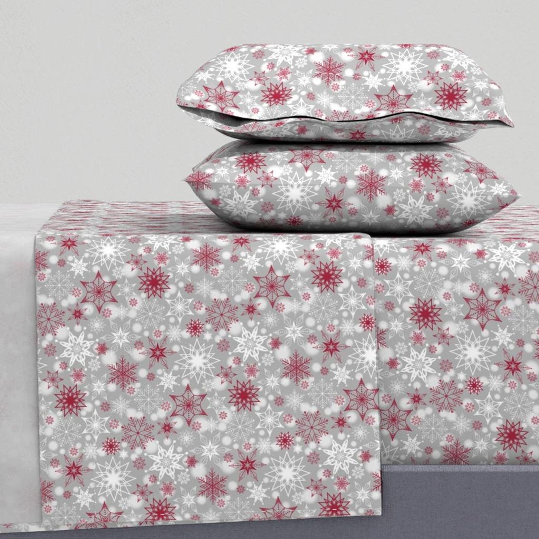 Christmas Sheets Merlot Snowscape by Jjtrends Snowflakes Winter ...