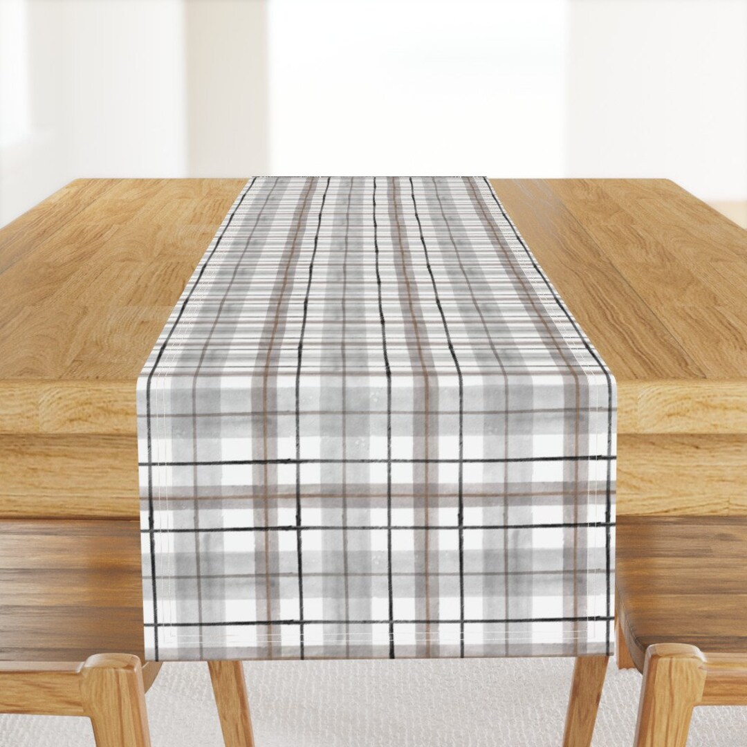 Plaid Table Runner - Gray White Tartan by Crystal_walen - Neutral Gray ...
