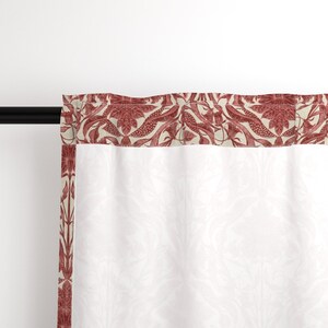 Ruby Red Floral Curtain Panel - Block Print Traditional Folk Art Damask ...