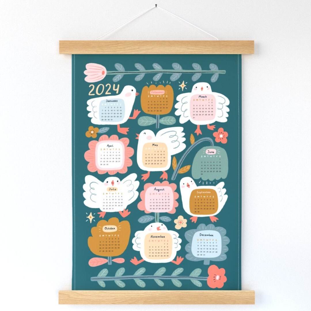 2024 Calendar Wall Hanging Dove Calendar by Alenkakarabanova Whimsical ...