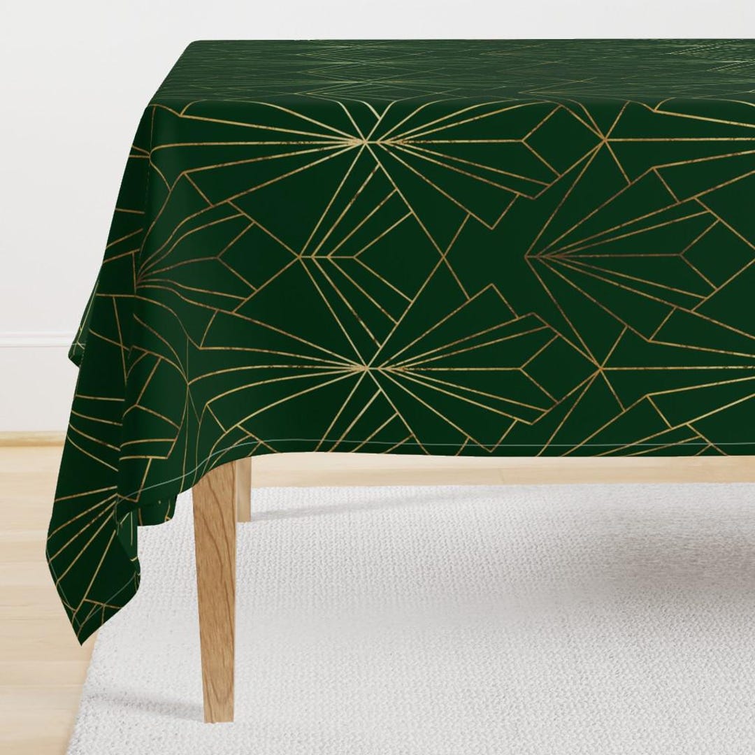 Glamorous 1920s Tablecloth - Art Deco on Emerald by Thewellingtonboot ...