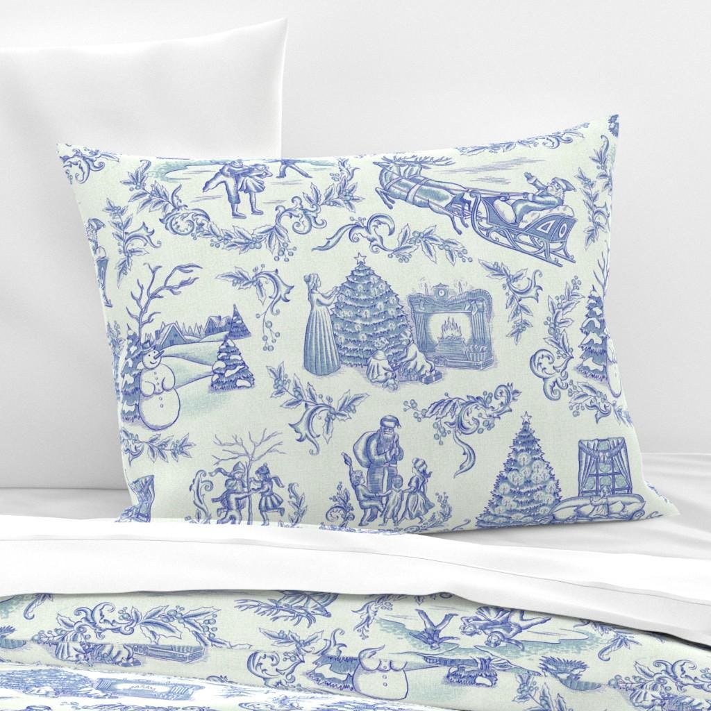 Santa Claus Bedding - Christmas Toile in Blue by Aaron_gallen - Holiday ...