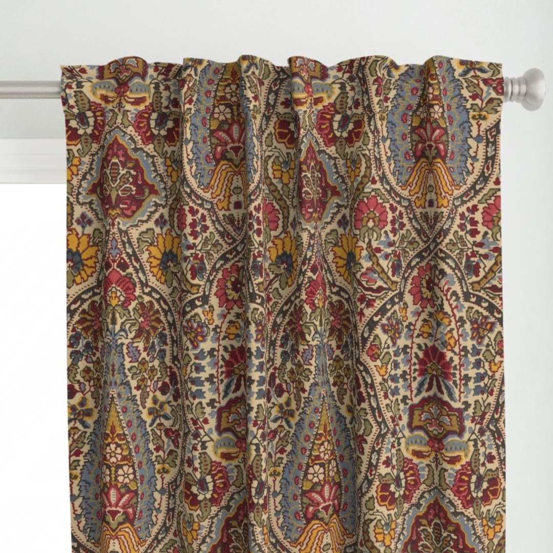 Floral Paisley Curtain Panel - Victorian Style Traditional Damask ...