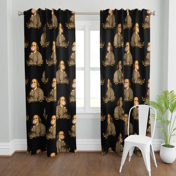 Ben Franklin Curtain Panel Benji Chewing Gum by rebelmod | Etsy