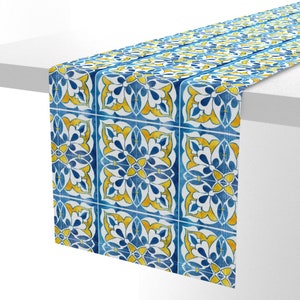 Spanish Tiles Table Runner - Spanishtile2 by Gaiamarfurt - Watercolor ...