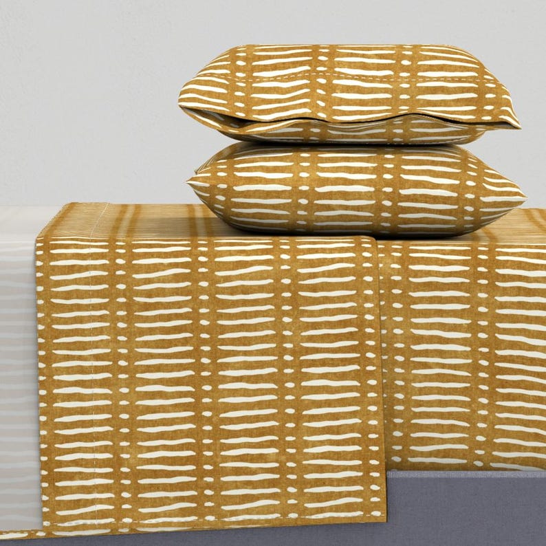 Mustard Mudcloth Sheets - Mustard Dashes by Littlearrowdecor - Bohemian ...